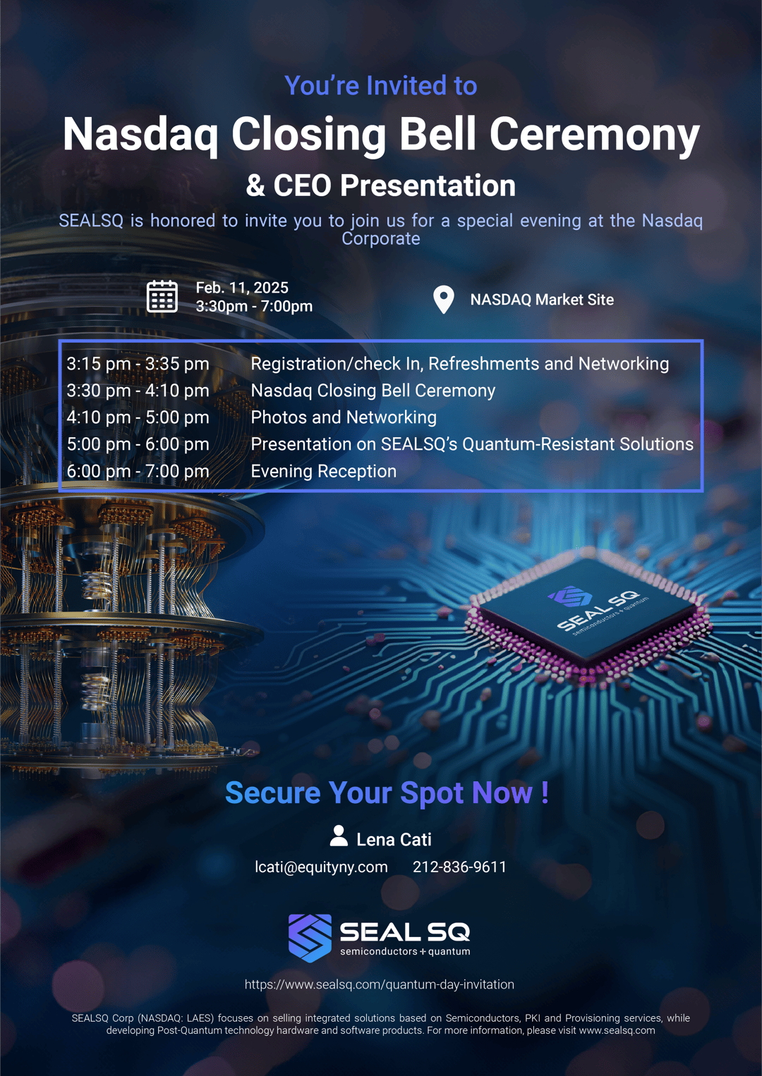 SEALSQ to Showcase Quantum-Resilient Secure Hardware Platform (QS7001) at NY Quantum Day and ...